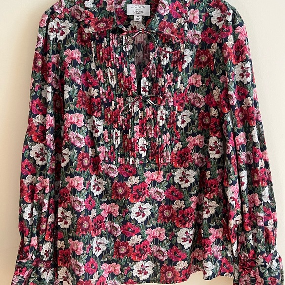 J. Crew | Tops | J Crew Liberty Poppy Amelie Floral Scalloped Pleated ...